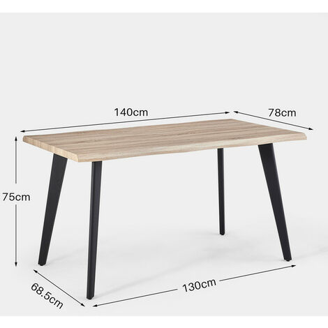 Dining Table, 140x80x75cm Kitchen Dining Table, 4 Seater Rectangular ...