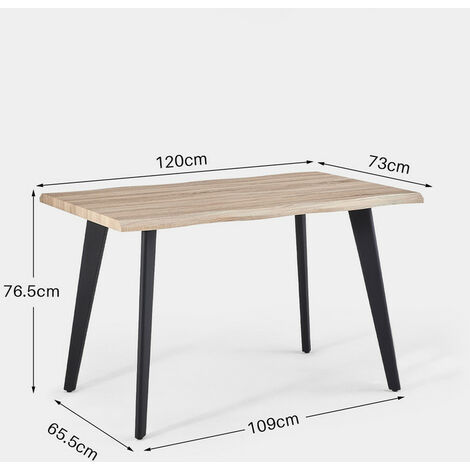 Dining Table, 120x75x75cm Kitchen Dining Table, 4 Seater Rectangular ...