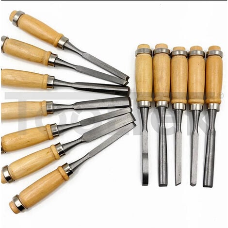 SET 12pz SCALPELLI PER LEGNO SGORBIE INTAGLIO UTENSILI FALEGNAME