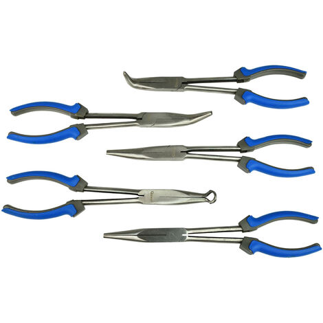 SET PINZE A BECCO LUNGO 280mm 5pz PUNTA DRITTA PIEGATA MECCANICO G000827