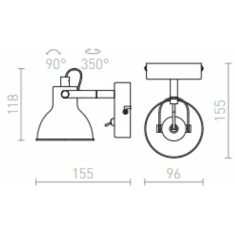 Spot mural ROSITA I blanc/gris argent 230V LED GU10 9W