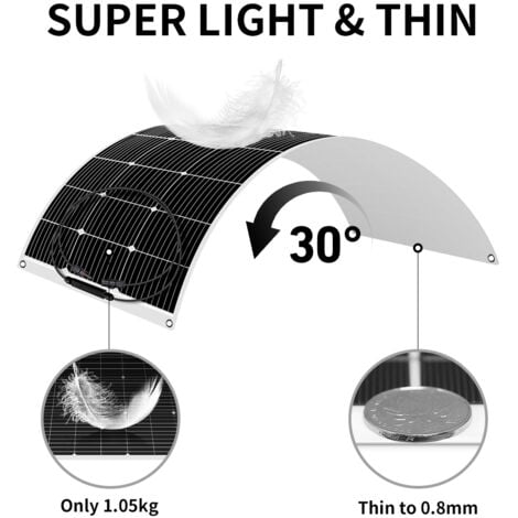 Dokio Kit de panneau solaire 100W Panneau solaire monocristallin semi-flexible pour maison/VR ...