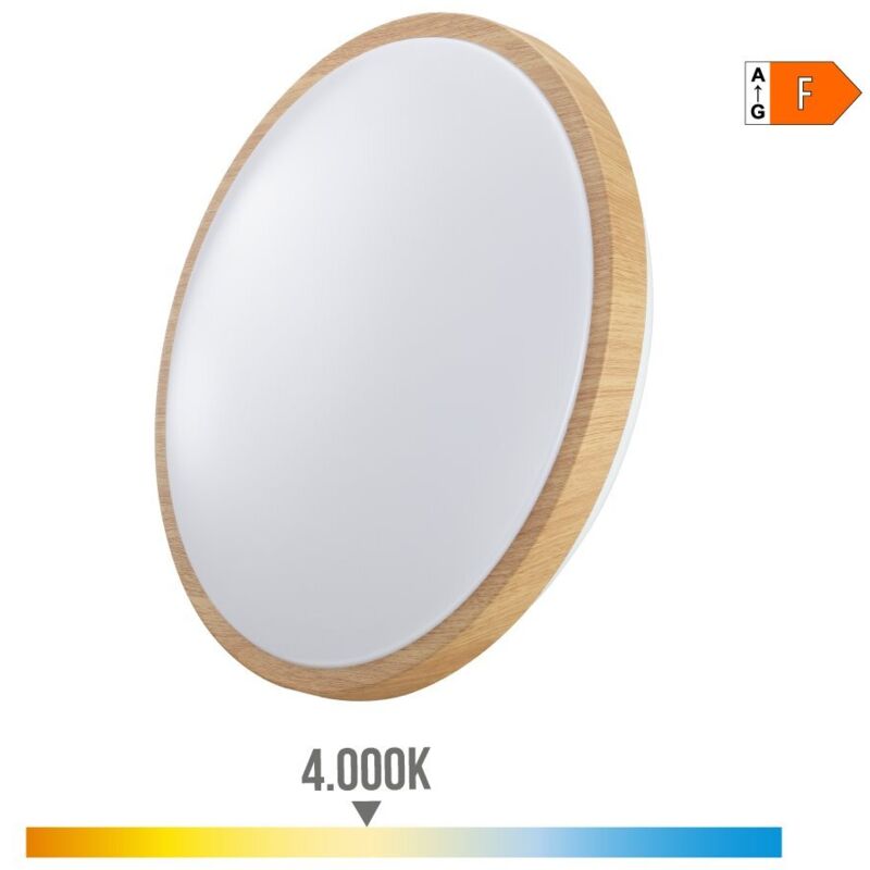 Runde LED-Wandleuchte, 18 W, 1820 lm, 4000 K, ø33 x 7,3 cm, Holzeffekt, EDM