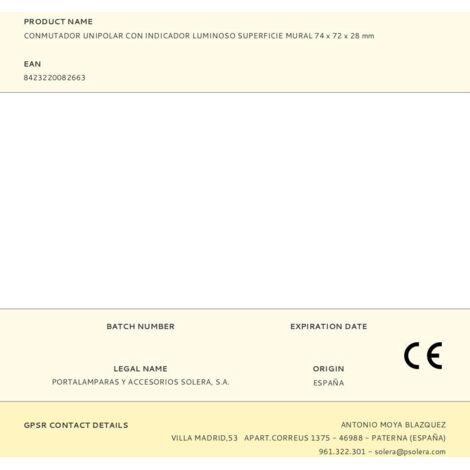 Einpoliger Schalter mit Kontrollleuchte, 74x72x28mm E3/42975 Platte