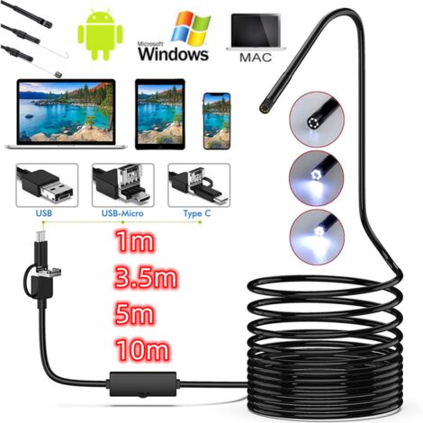 Caméra d'inspection d'endoscope imperméable de l'endoscope USB 1M pour Android 3in1