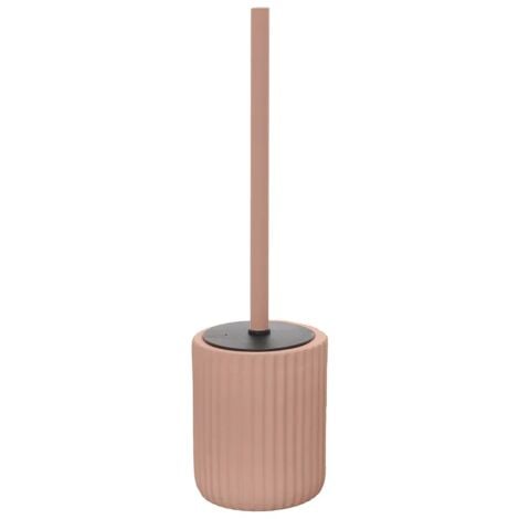Scopino wc rosa in ceramica soft touch con setole nere Spring