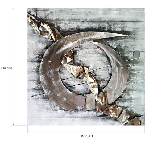 Tableau Peinture Abstraite Kuatéh 100x100 cm avec Effet 3D