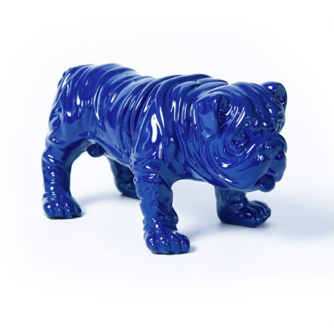 Figurine Décorative Chien Bulldog Kuatéh en Polyrésine 23x14x11 cm Bleu