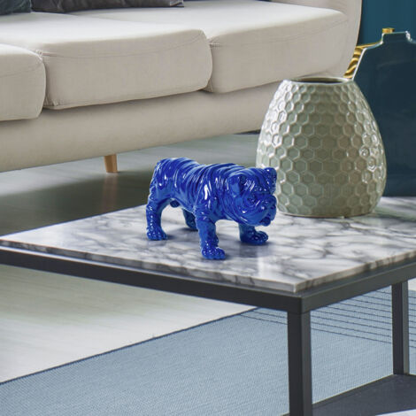 Figurine Décorative Chien Bulldog Kuatéh en Polyrésine 23x14x11 cm Bleu
