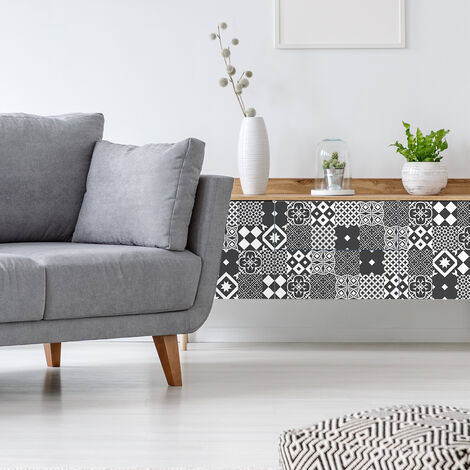 Stickers adhésif décoration Meuble - 24 STICKERS CARREAUX DE CIMENT ...