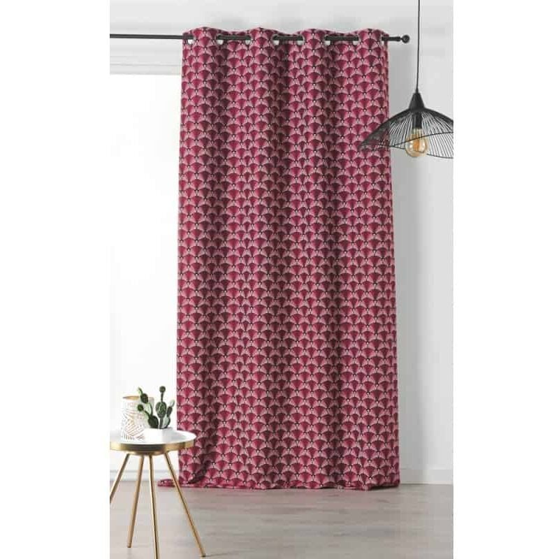 Rideau motif vintage rouge - 135x240cm - Rouge