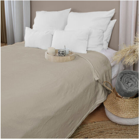 Couverture uni 180x220cm "Coral" - 180x220cm - Naturel