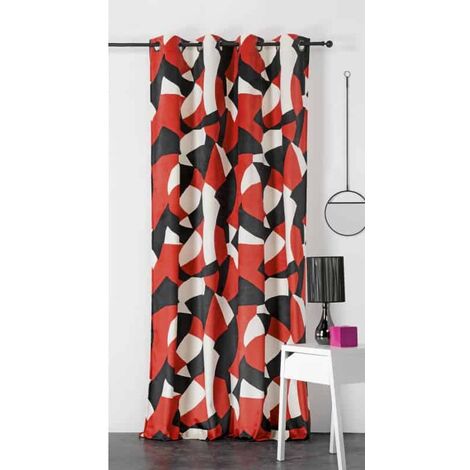 Rideau Art deco "CAMO" - 145x280cm - Rouge
