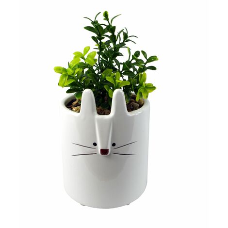 15cm Ceramic White Rabbit Planter