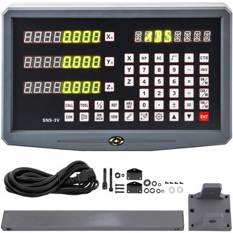 VEVOR Lectura digital Escala lineal DRO 3 Ejes 10 W Indicador de Pantalla Digital Multifuncional ...