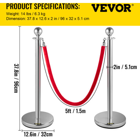 Mophorn Poste de barrera retráctil para control de colas: parte ...