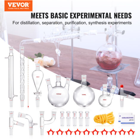 VEVOR Kit de destilación de laboratorio, kit de destilación de vidrio ...