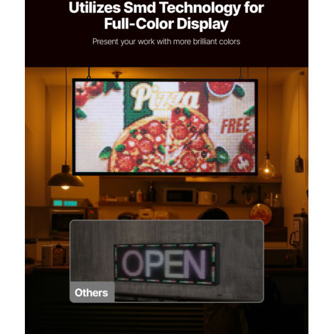 VEVOR Letrero LED Programable 67 x 35 cm Panel Digital Flexible ...