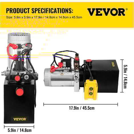 VEVOR Bomba Hidráulica con Doble Efecto 4L, para Remolque de Coches, Depósito de Metal, Bomba ...