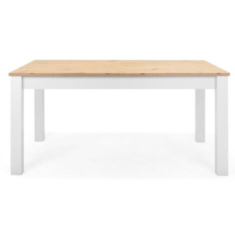 Table extensible 160x90 cm chêne artisanal et blanc mat - Mazzarino