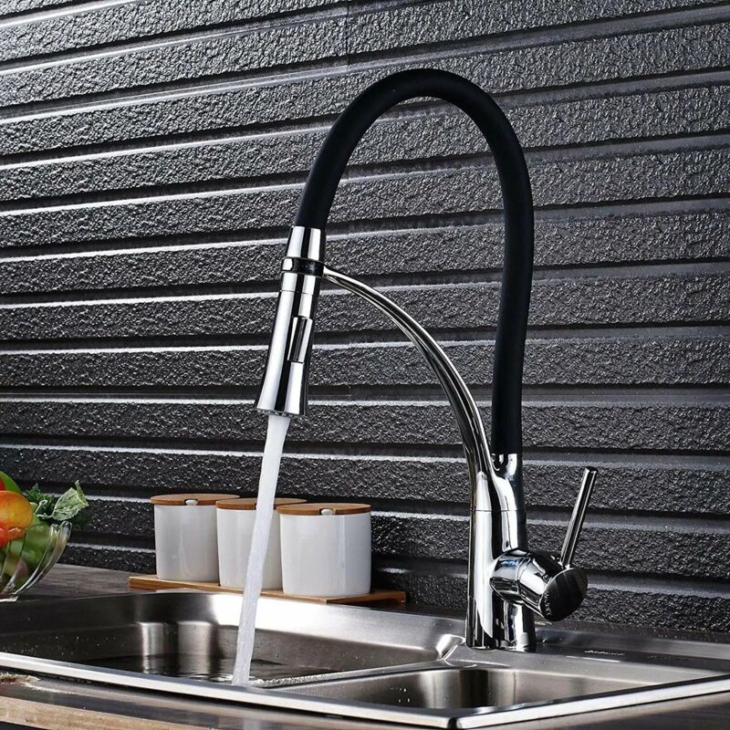 Mitigeur de Cuisine Noir – Flexible Bec Pivotant 360°, Douchette ...