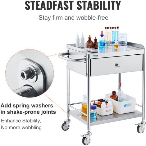 VEVOR Zweistöckiger Laborwagen Gerätewagen Medizintechnik Servierwagen ...