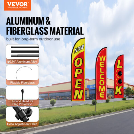 VEVOR Offene Flaggen mit Mastsatz, Werbeflaggen für Unternehmen im ...