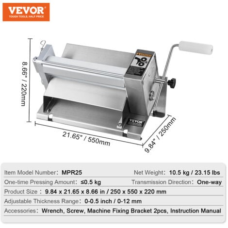 VEVOR Manuelle Teigausrollmaschine Ausrollmaschine Teigroller aus ...