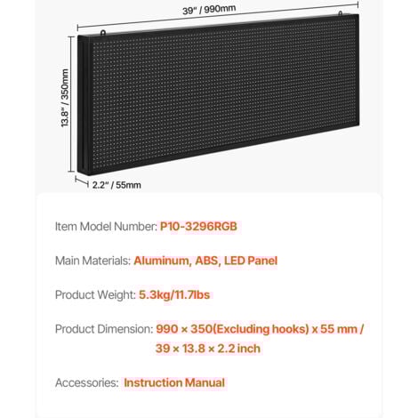 VEVOR programmierbare LED Zeichen P10 Vollfarbe flexibles digitales ...