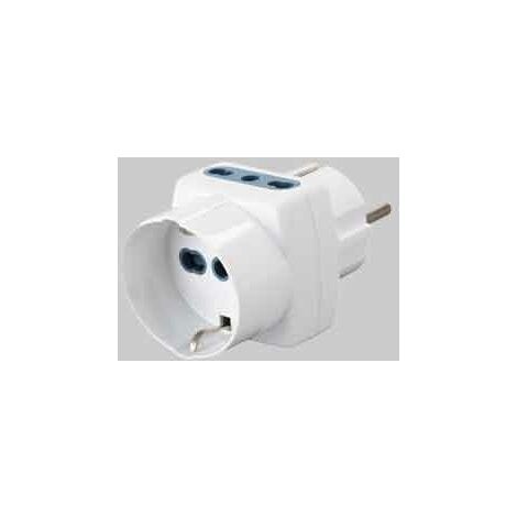 ADATTATORE TRIPLO BIVALENTE PRESA SCHUKO IDEAL STAR Spina schuko - 1 Presa schuko+2 Prese 10/16A