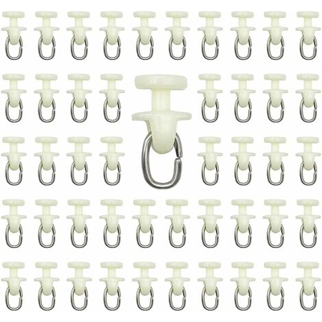 100 pièces Rouleaux de Rail de Rideau-(Blanc) Rail intérieur Crochet de ...
