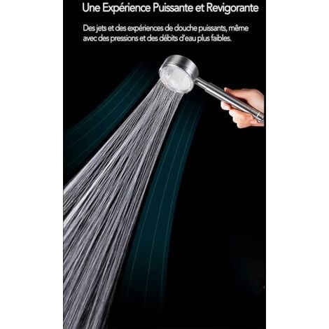 Pommeau Douche Haute Pression en Acier Inoxydable 304, Douchette Douche Salle de Bain Economie d ...