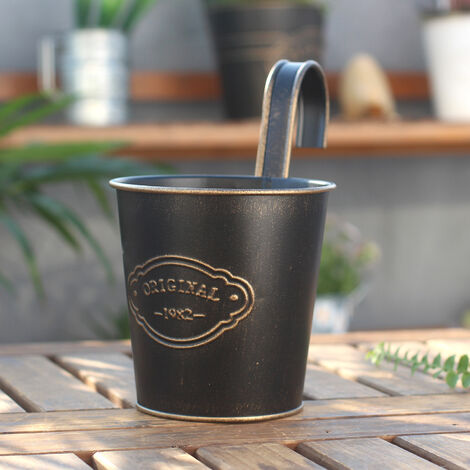 1 Pcs Pot de Fleur Suspendu en Fer Noir Style Vintage Pots de Plantes ...