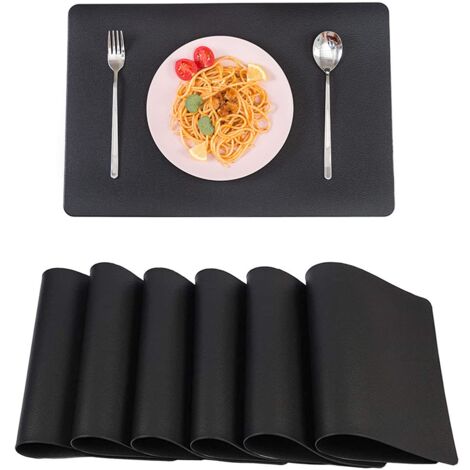 (Noir) Lot de 6 Sets de Table en Cuir PU,Set de Table Lavable ...