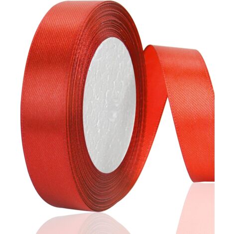 (Rouge) Ruban Satin,Ruban Satin Blanc Double Face en Polyester 20 mm x ...