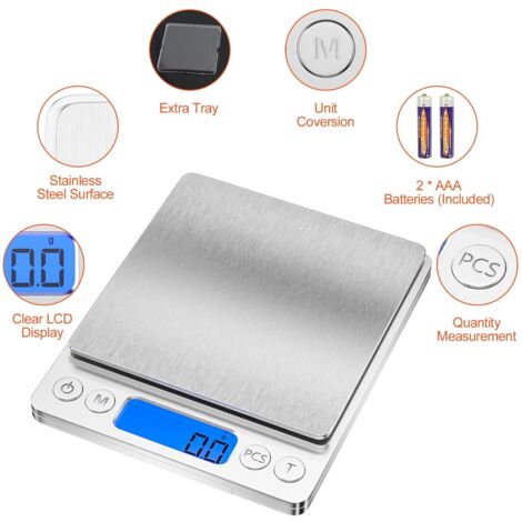 3kg/0.1g Balance de cuisine precision Électronique, inoxydable pese ...
