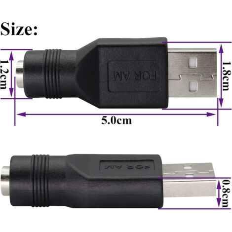 USB2.0 A Mâle vers DC 5.5x2.1mm Connecteur Charge Barrel Jack Adaptateur Secteur Connecteur USB ...