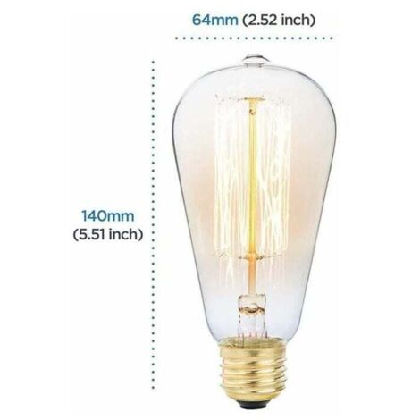 6x E26 60W Ampoule Edison Incandescent Bulb 220V ST64 Retro 64mm x 140mm