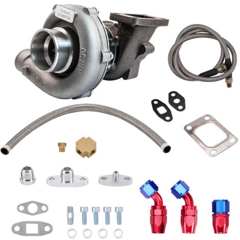 T3 T4 t04e Turbo Charger 0.5 A/R 0.63 T04E w/ oil inlet Line & feed ...