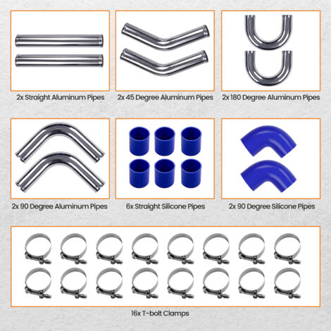 Universal 3" Aluminum 76 Mm Turbo Intercooler Turbo Piping Pipe Kit ...