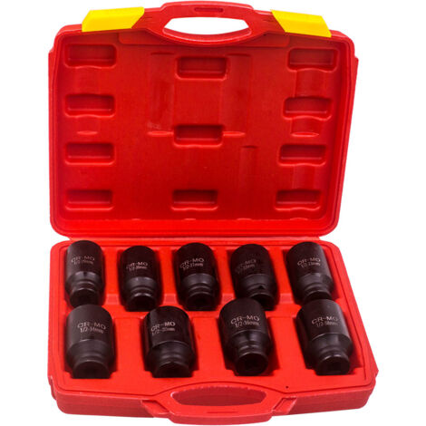 6 Point Axle Hub Lug Nut DEEP IMPACT Socket Set 1/2" Drive 29-38mm