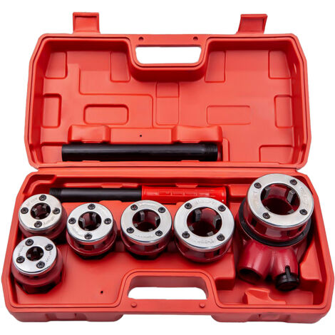 8pcs Pipe Threading Kit BSPT Thread Cutting Steel Threader Plumbers Set