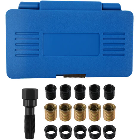 16 Piece Engine Repair Tool Kit M14 M16 Spark Plug Thread Reamer Insert