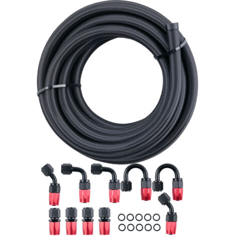 AN6 -6AN AN-6 Fitting Stainless Steel Nylon Braided Oil Fuel Hose Line ...