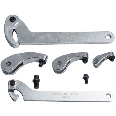 8pc Adjustable Hook & Pin Wrench Set, C Spanners For Suspension 35-120mm