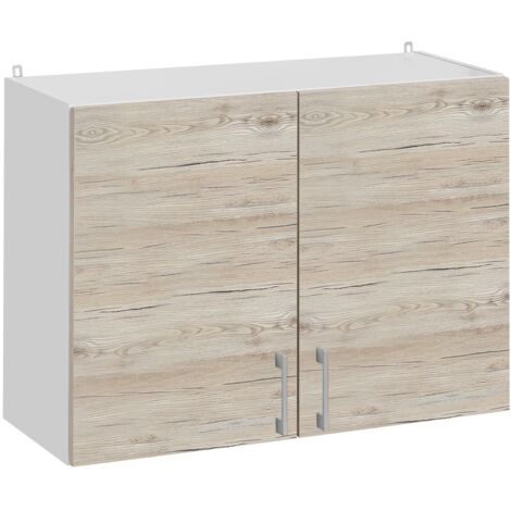 Mueble alto de cocina Eco Nogal Blanqueado L 80 cm con 2 puertas