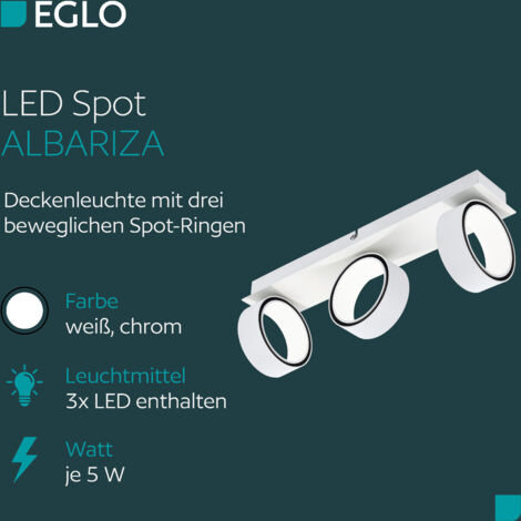 EGLO Deckenleuchte ALBARIZA – LED Deckenstrahler 3 flammig in Weiß ...