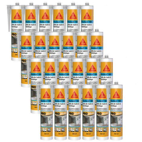 Set von 24 Silikon-Dichtungsmitteln SIKA Sikaseal-180 Bad & Fliesen ...