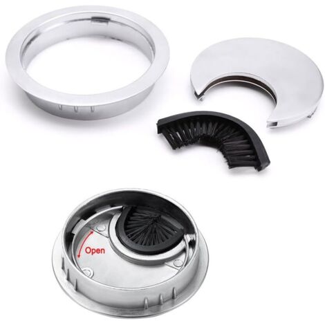 Lot de 2 Passe Cables Ronds Encastrables, Passe Cable Fil Métal Acier ...