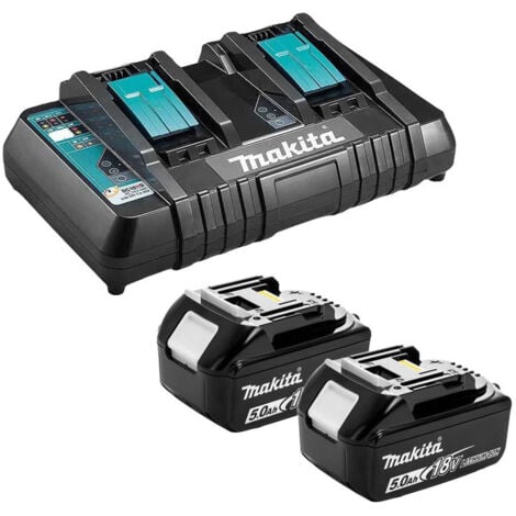 Power Source KIT avec 2x Batteries 5 Ah + Chargeur double DC18RD Makita 18 V